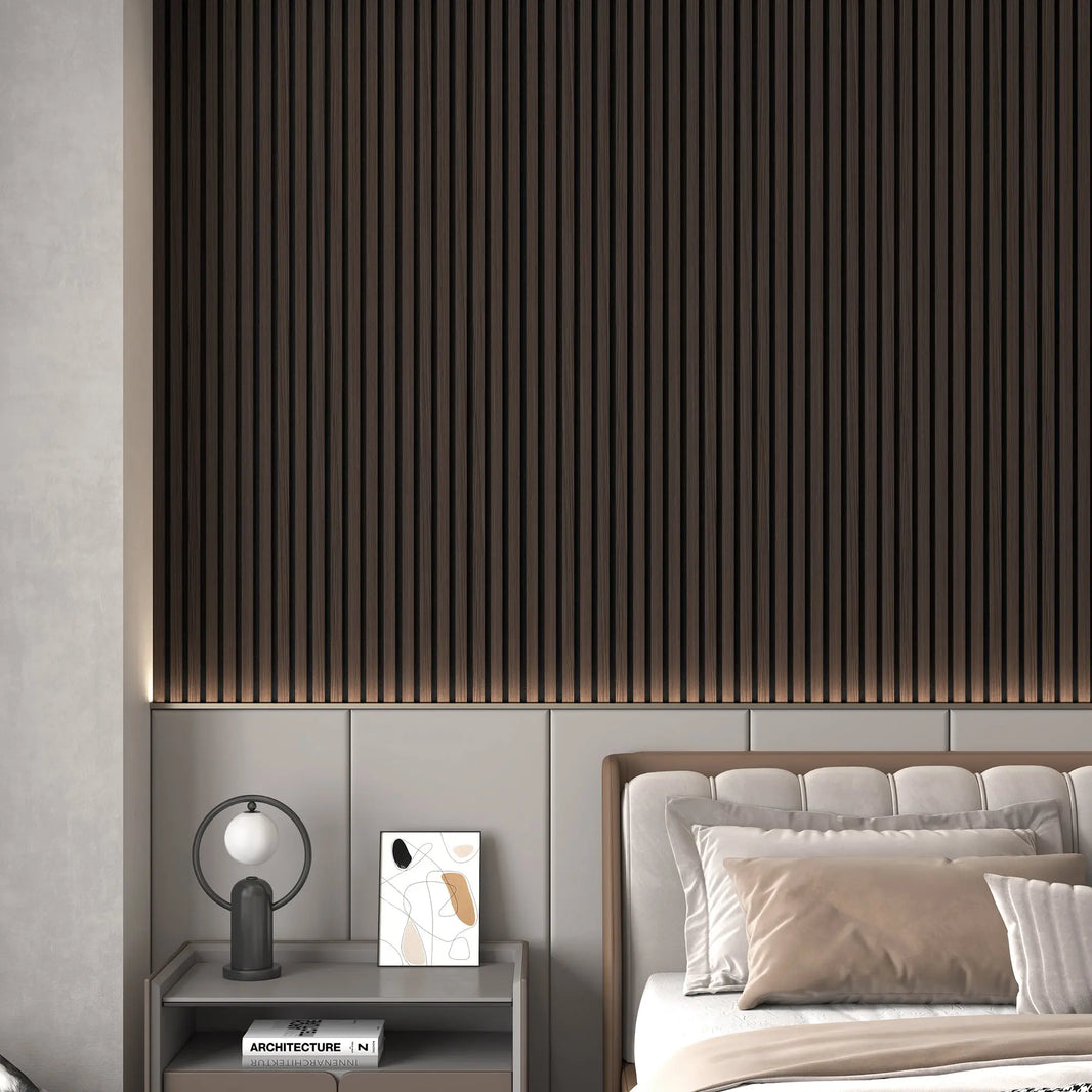 Luxury Smoked Walnut Acoustic Solid Wood Slat Wall Panels ( 2 Panels ...