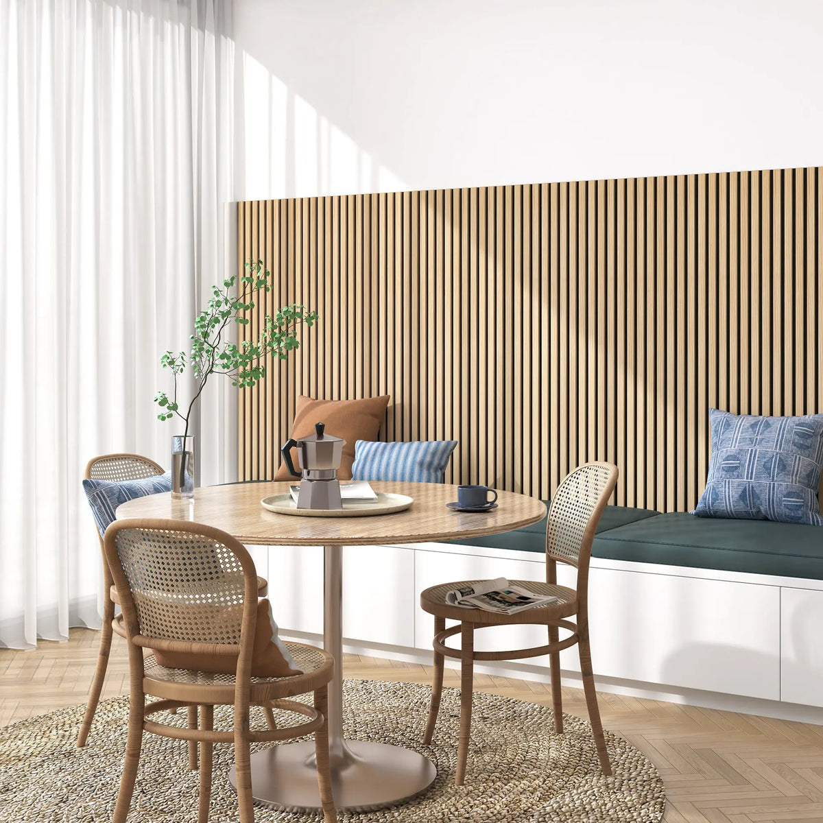 Luxury Natural Oak Acoustic Solid Wood Slat Wall Panels ( 2 Panels Per Box）